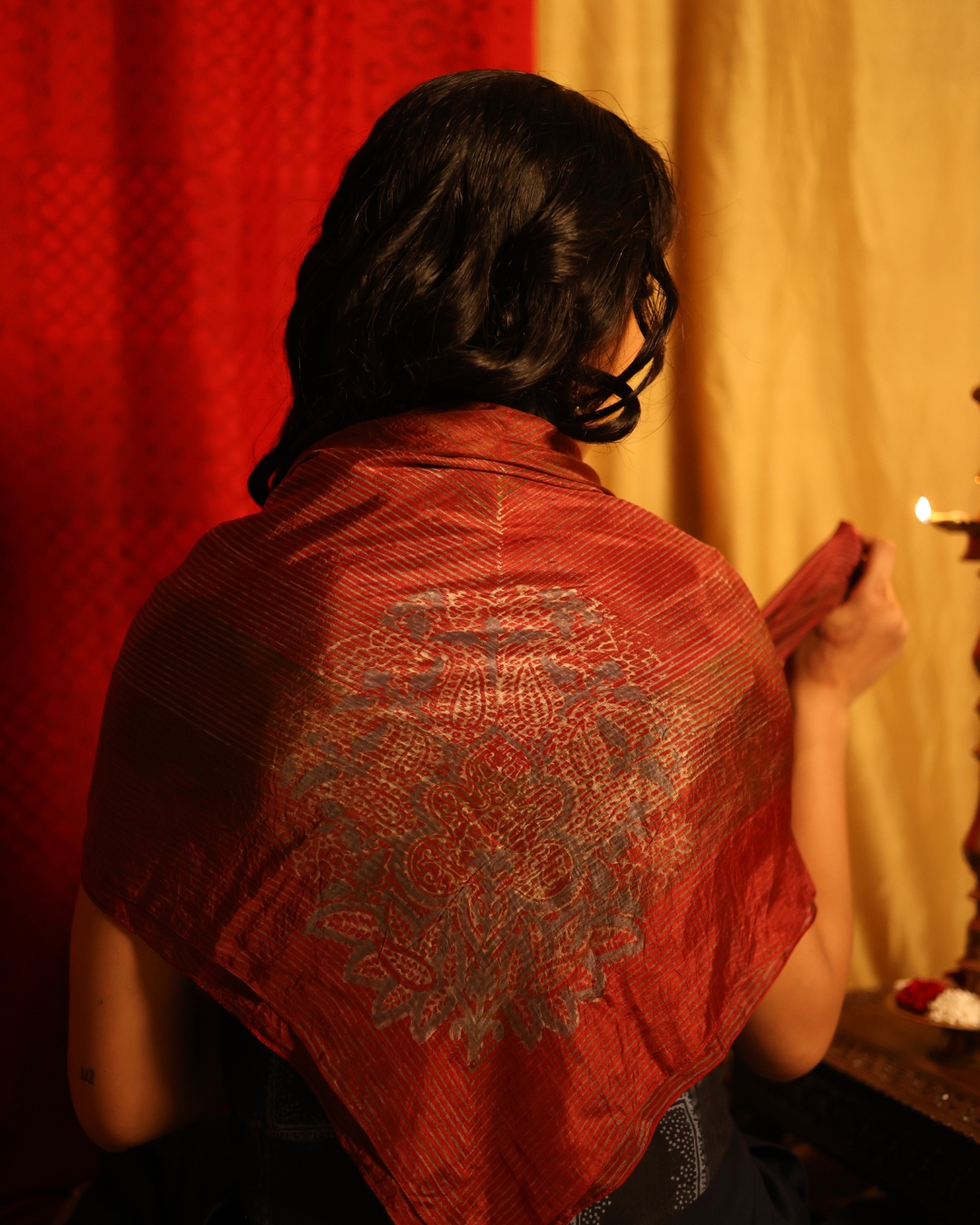 Ruby Bloom Scarf - Tharangini Studio